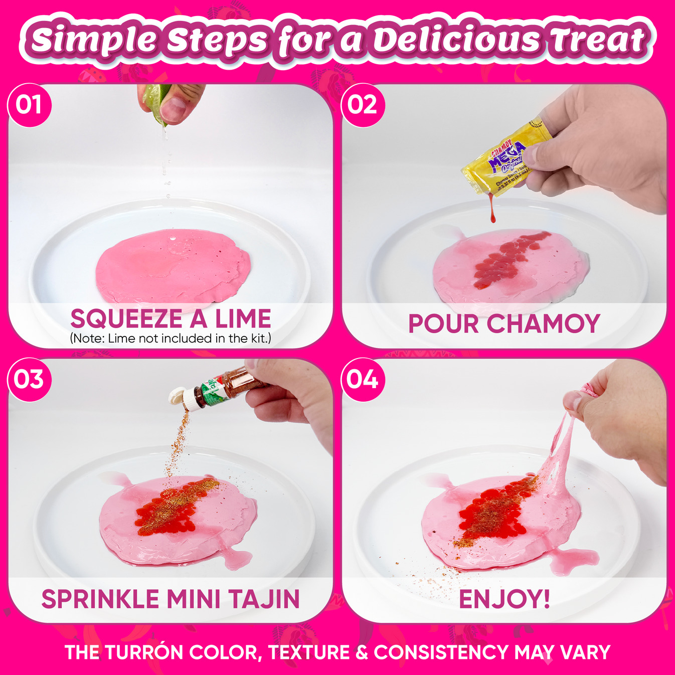 Turron Kit - Handmade Pink Turron Rosa with Tajin, Chamoy & Limon7 ...